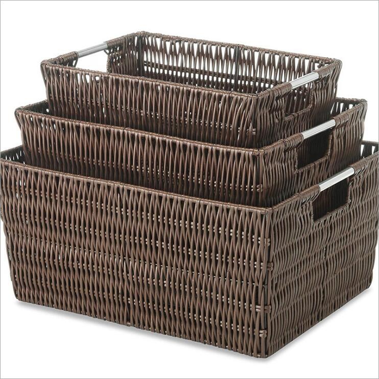 Plastic Storage Basket Storage containers with Built-In Stainless Steel ...